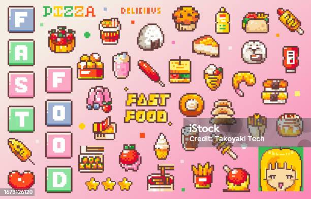 Pixel Art Retro Fast Food Set 8bit Retro Style Video Game Asian Street ... Pixel Art Retro Fast Food Set 8bit Retro Style Video Game Asian Street ...