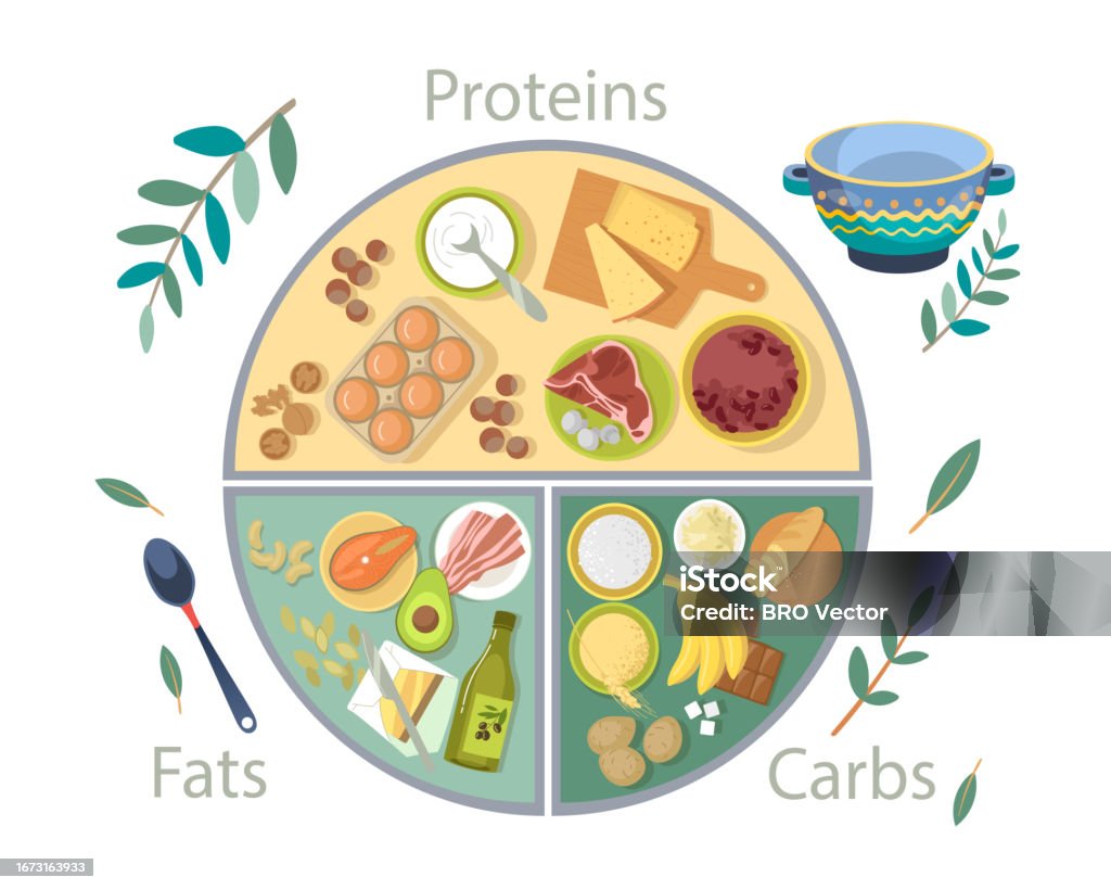 Circle With Different Food Groups Vector Illustration Stock
