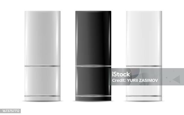 Modern Fridges Realistic Silver Coolers Refrigerators Of Different Size