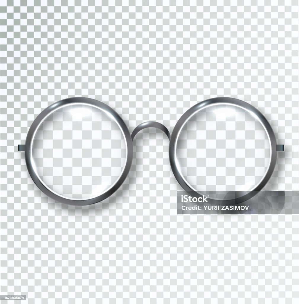 Black Glasses Round Blackrimmed Glasses Accessory Optics See Well Lens Vintage Trend Vector