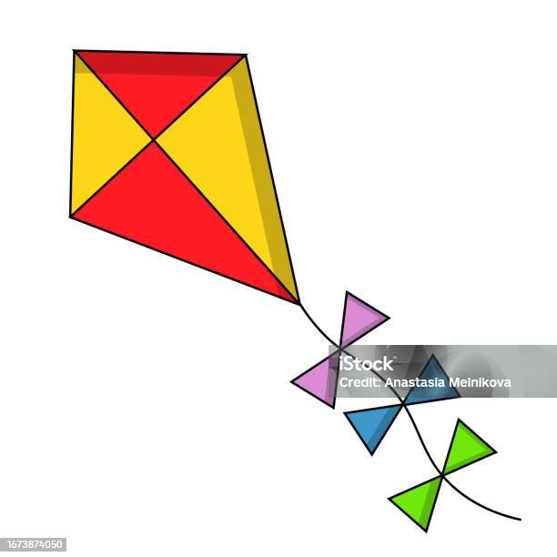 Cartoon Summer Object Kite With Bows N Color Stock Illustration ... Cartoon Summer Object Kite With Bows N Color Stock Illustration ...