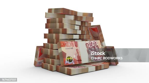3d Rendering Of Stacks Of 200 Ghanaian Cedi Notes Bundles Of Ghanaian Currency Notes Isolated On