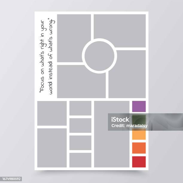 Moodboard Grid Photo Collage Template Vector Illustration Stock