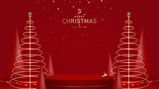 Latar Belakang Merah Natal Dengan Podium Panggung Untuk Tampilan Produk ... Latar Belakang Merah Natal Dengan Podium Panggung Untuk Tampilan Produk ...