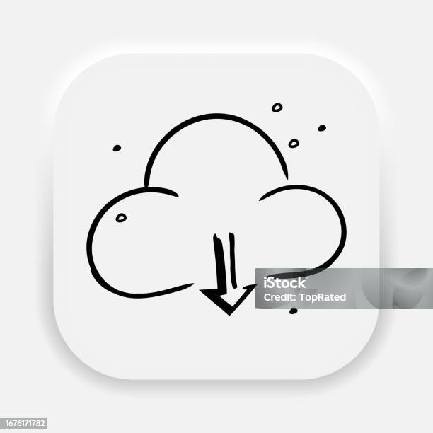Ikon Unduhan Cloud Simbol Hitam Penyimpanan Cloud Awan Yang Digambar