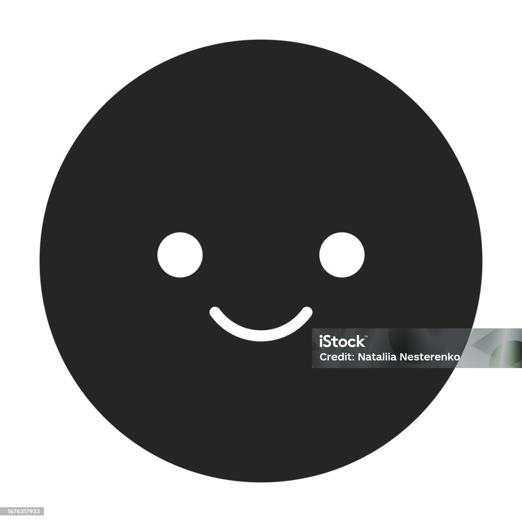 Cute Face Emotion Emoticon Flat Monochrome Isolated Vector Object Stock