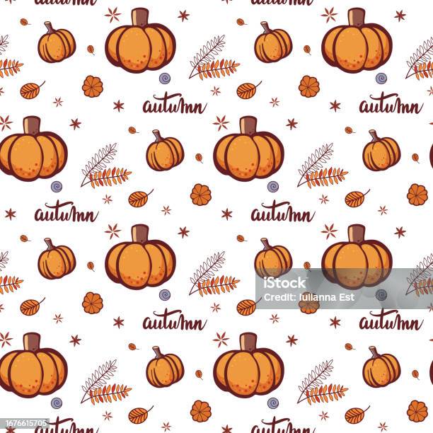 Ilustración De Vector Colorido Patrón Natural De Otoño Sin Costuras Con
