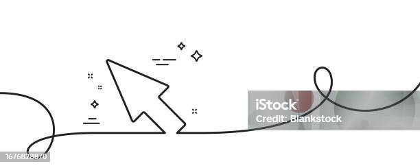 Mouse Cursor Line Icon Pointer Sign Continuous Line With Curl Vector