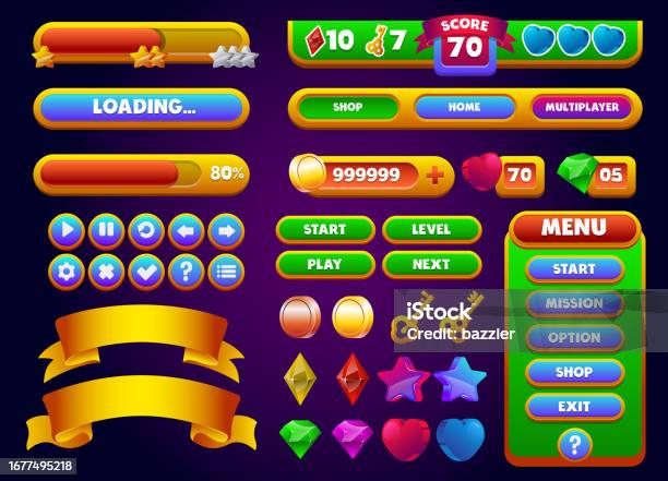 Éléments Complets De Linterface Utilisateur Du Jeu Vectoriel Avec