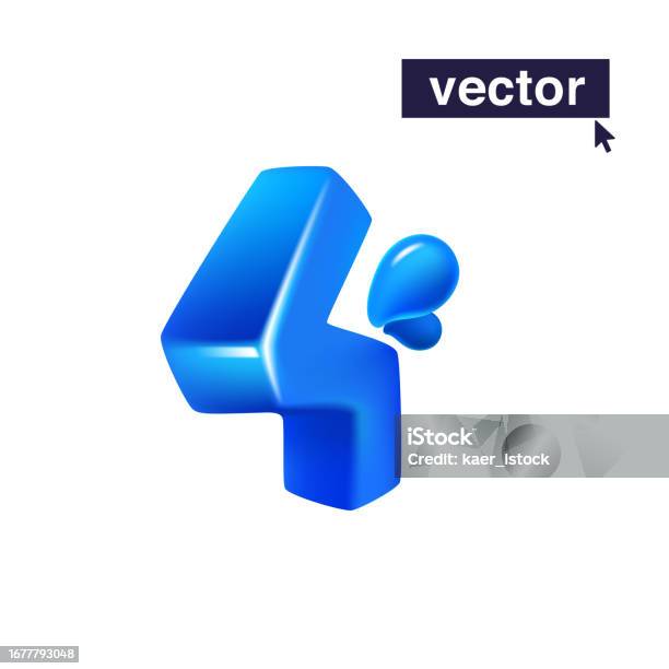 4 Logo Rendu 3d Numéro Quatre Dans Un Style Cubique De Dessin Animé