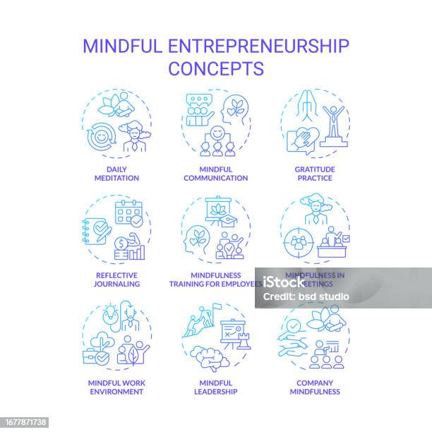 Ensemble Dicônes De Ligne Dégradée Bleue Pour Un Entrepreneuriat