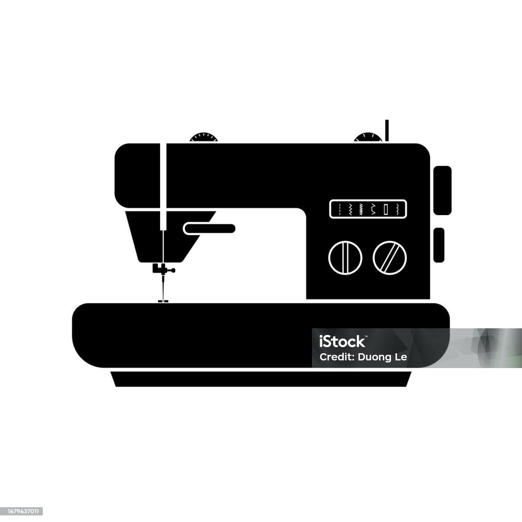 Sewing Machine Silhouette Flat Illustration Vector Isolated On White