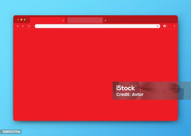 Desain Jendela Browser Web Berwarna Merah Dengan Latar Belakang Biru