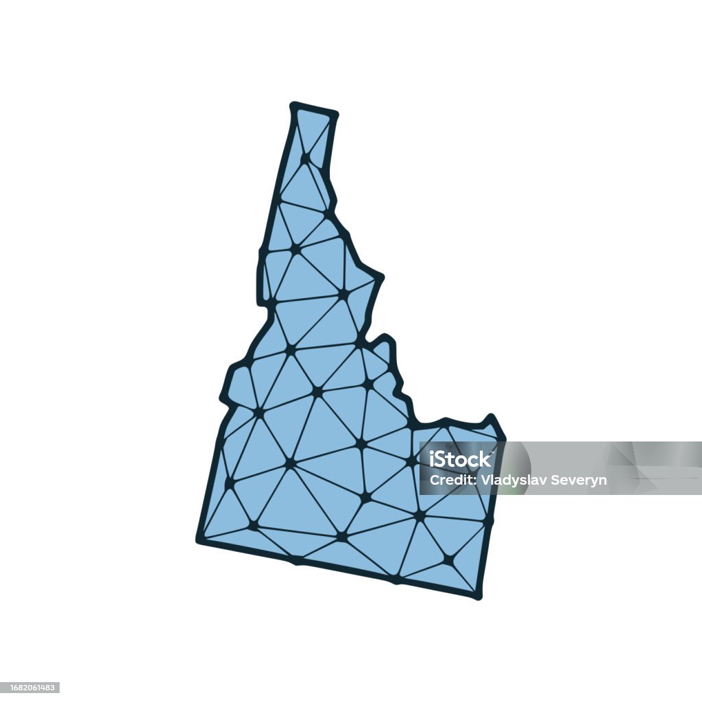 Idaho State Map Polygonal Illustration Made Of Lines And Dots Isolated On White Background Us
