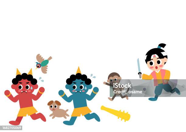 Ilustrasi Vektor Momotaro Cerita Rakyat Terkenal Di Jepang Momotaro