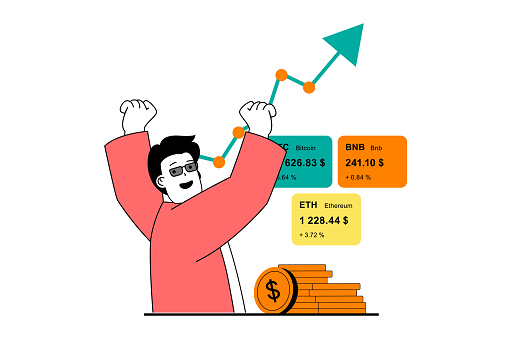 Konsep Perdagangan Saham Dengan Adegan Orang Dalam Desain Web Datar