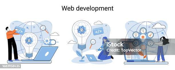 Web Development Coding And Programming Creation Digital Software Mobile Desktop Platforms Stock