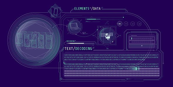 Hud Interface For Processing Server Data With Text Decoding Stock Illustration Download Image