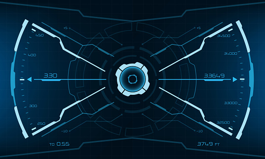 Tampilan Layar Antarmuka Scifi Hud Desain Geometris Biru Realitas