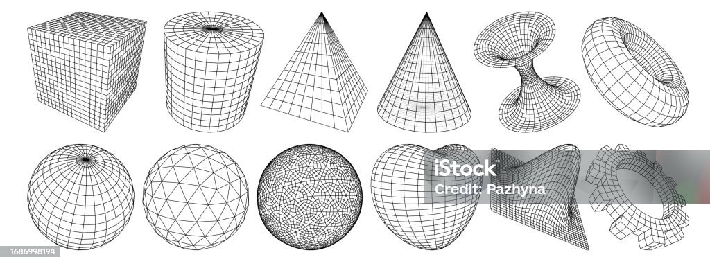 Wireframe Lowpoly 3d Geometric Shapes Set Stock Illustration - Download ... Wireframe Lowpoly 3d Geometric Shapes Set Stock Illustration - Download ...