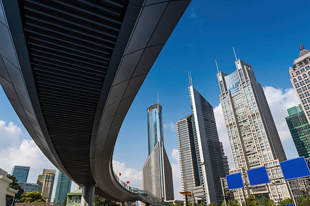 Free Stock Photo of Modern skyscrapers with a sky bridge in clear sky ...