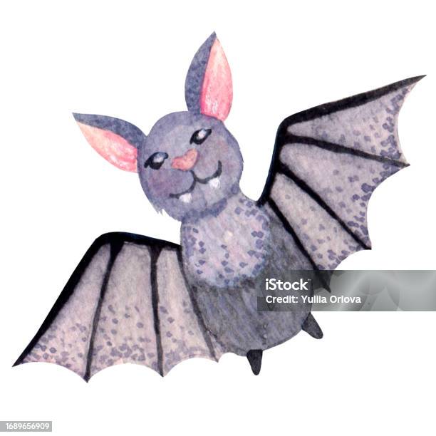 Aquarelle Halloween Illustration Jolie Chauvesouris De Dessin Animé