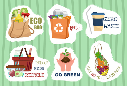 Ilustración de Bolsa De Compras De Cero Residuos Ilustración Conjunto ... Ilustración de Bolsa De Compras De Cero Residuos Ilustración Conjunto ...