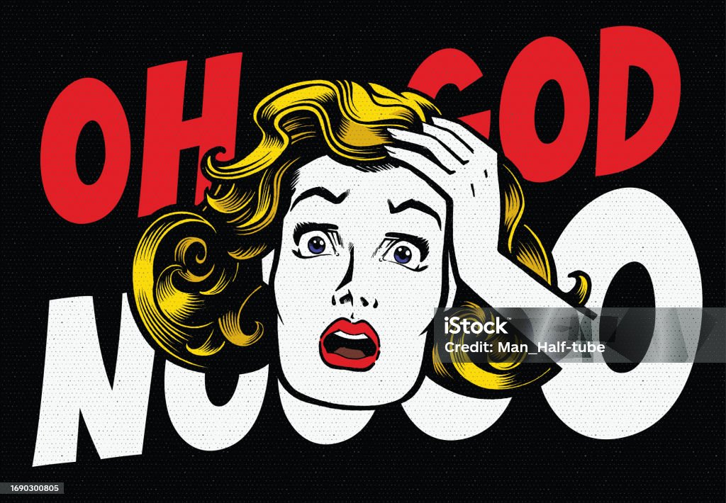 Shocked Scared Confused Woman Pop Art Comic Book Stock Illustration