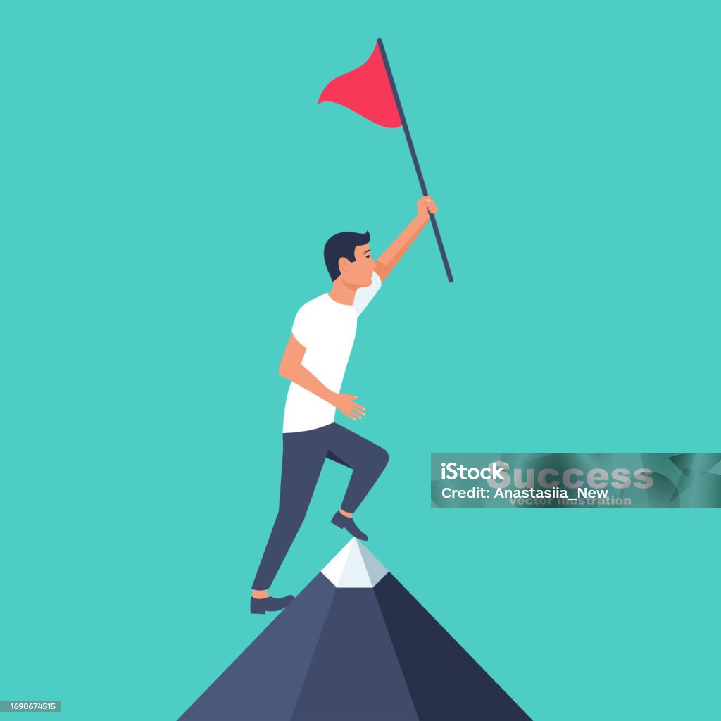 Human Runs To Achieve Goal Motivation For Success Concept Of Successful
