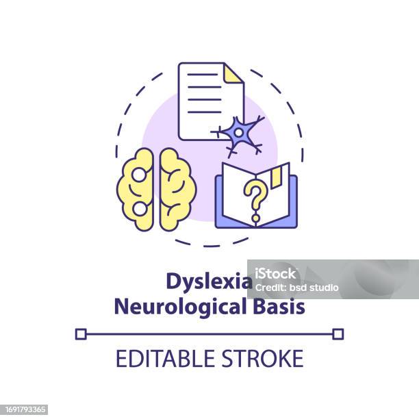 2d Customizable Icon Dyslexia Neurological Basis Concept Stock