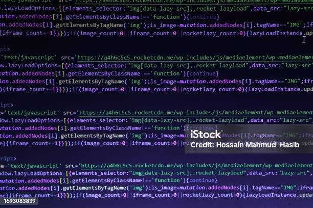 Css And Php Code On Dark Blue Background In The Code Editor Close Up Splitting Of Php And Css