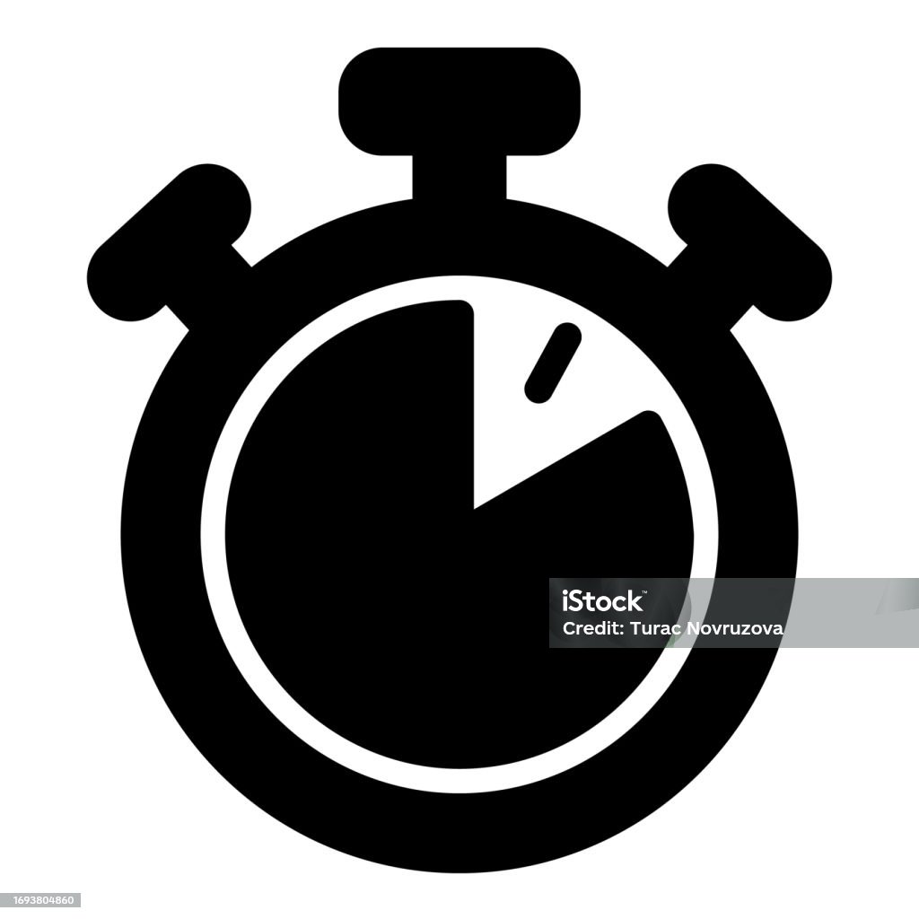 Stopwatch With Buttons 50 Seconds Timer Chronometer Solid Icon Time