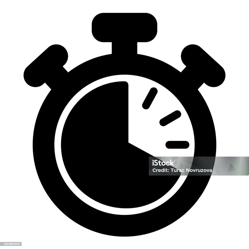 Stopwatch With Buttons 40 Seconds Timer Chronometer Solid Icon Time