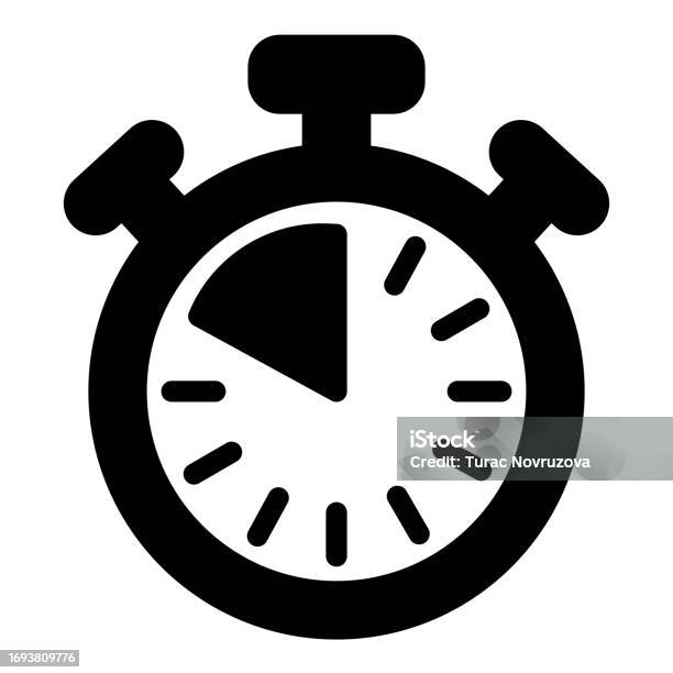 Stopwatch With Buttons 10 Seconds Timer Chronometer Solid Icon Time
