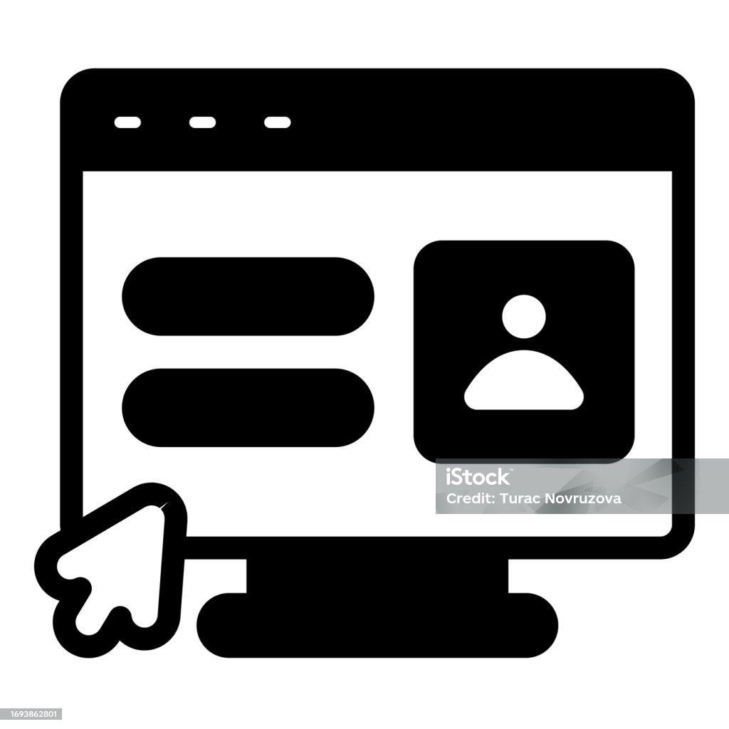 Monitor User Authorization Window Cursor Pointer Solid Icon Ui Concept