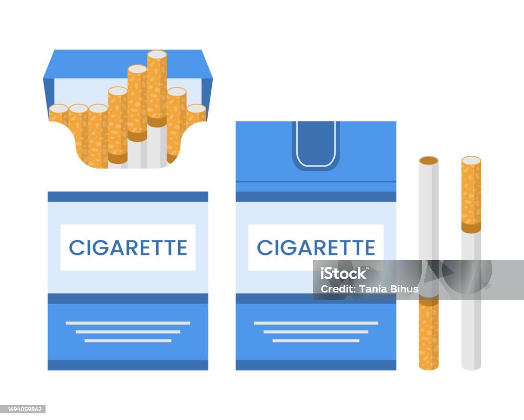Set Rokok Sebungkus Rokok Terbuka Dan Tertutup Ilustrasi Vektor Ilustrasi Stok Unduh Gambar