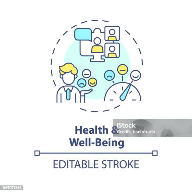 2d Colorful Thin Linear Icon Health And Wellbeing Concept Stock