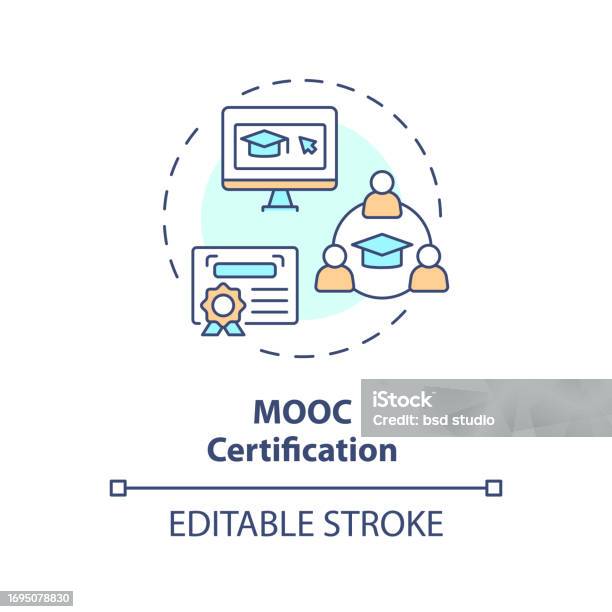2d Colorful Thin Linear Icon Mooc Certification Concept Stock ... 2d Colorful Thin Linear Icon Mooc Certification Concept Stock ...