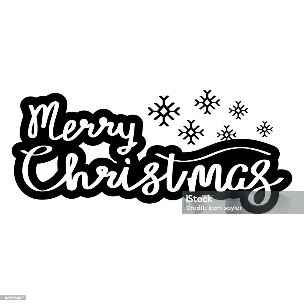 Hand Drawn Merry Christmas Calligraphy Text Vector Design Stock