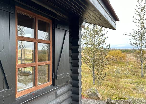 Free Stock Photo of Rustic wooden window on traditional log cabin ...
