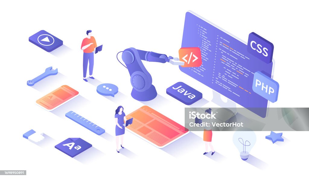 Computer Programming Software Web App Development Program Code On Monitor Screen Website