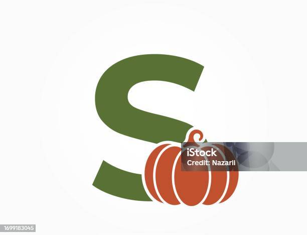 Lettre S Avec Citrouille Logo De Lalphabet Des Légumes Et Des Aliments