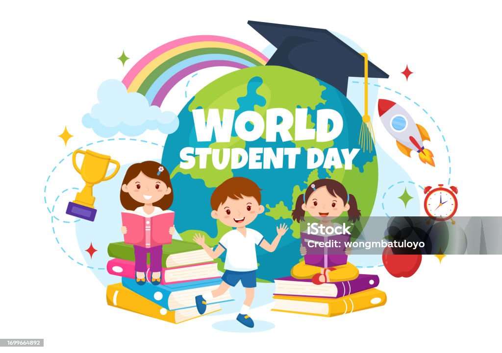 Ilustrasi Vektor Hari Pelajar Sedunia Pada 15 Oktober Dengan Siswa Buku ... Ilustrasi Vektor Hari Pelajar Sedunia Pada 15 Oktober Dengan Siswa Buku ...