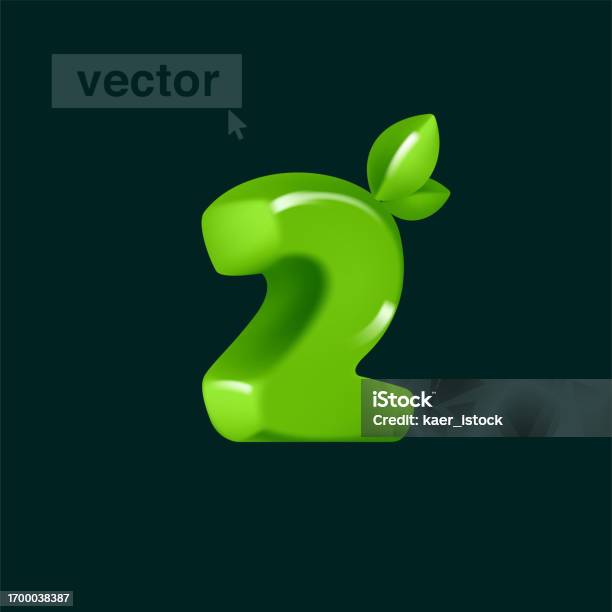 2 Logo Numéro Deux Dans Le Style Cubique De Dessin Animé 3d Avec Des