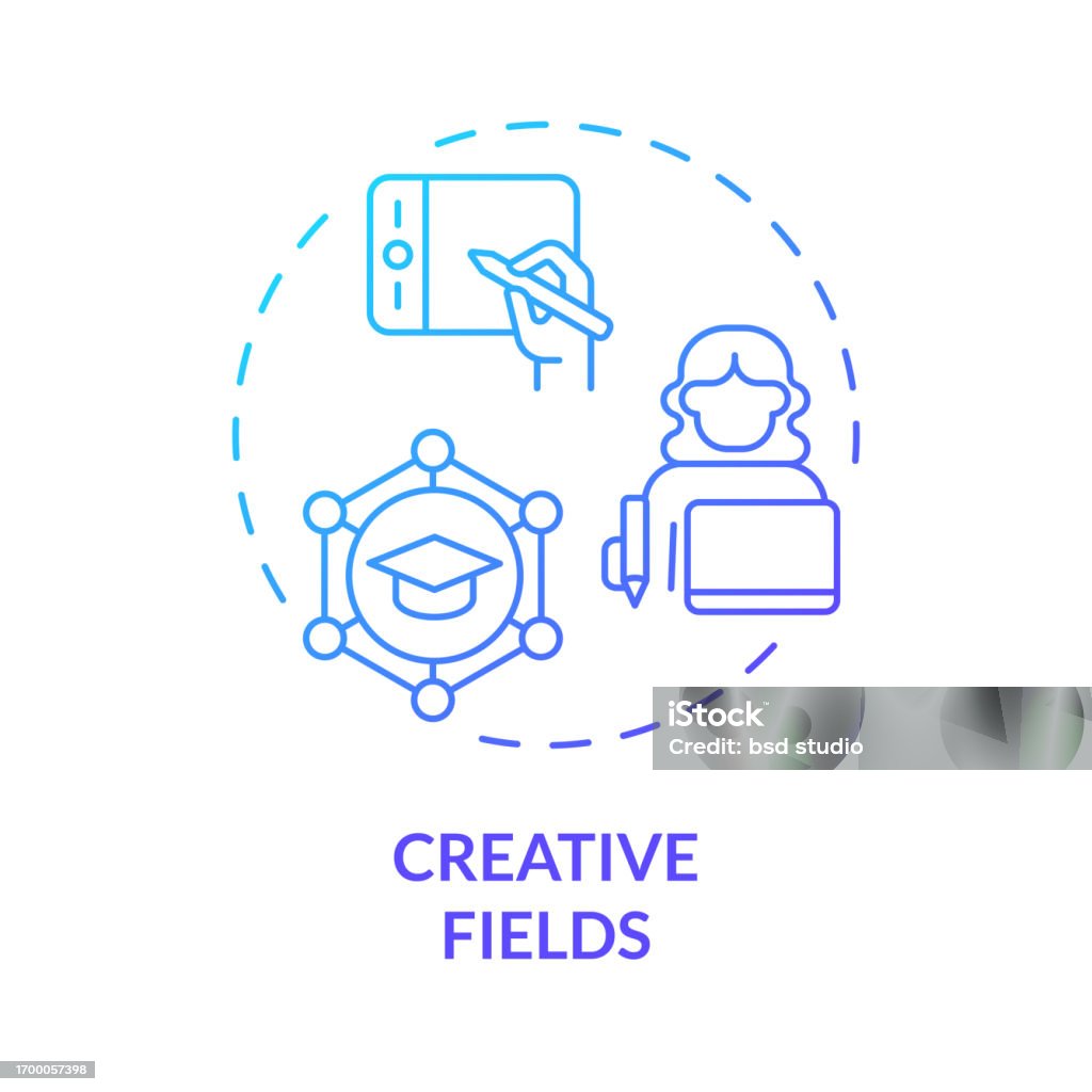 2d Gradient Thin Linear Icon Creative Fields Concept Stock Illustration