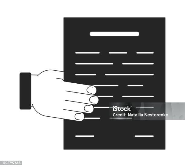 Hand Gives Paper Blank Flat Monochrome Isolated Vector Object Stock ... Hand Gives Paper Blank Flat Monochrome Isolated Vector Object Stock ...