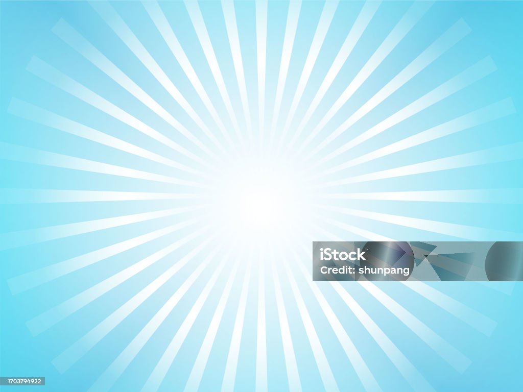 Light Blue Concentrated Lines Background Of Sun Rays Image Stock