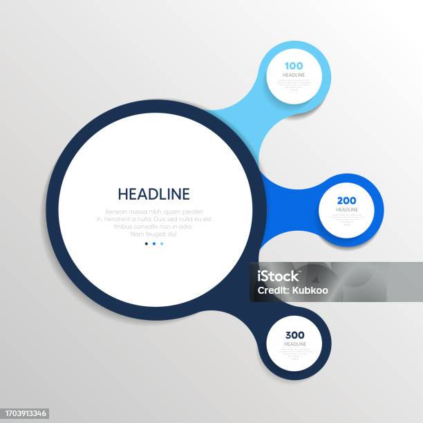 3 Steps Elements Bubble Chart Scheme Diagram Infographic Template Stock