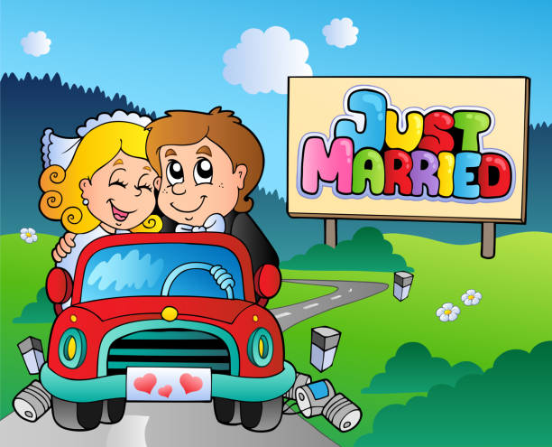 160 Drawing Of A Just Married Car Stock Illustrations Royalty Free