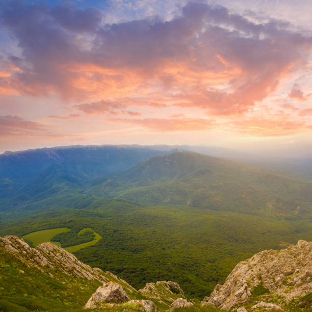 Free Stock Photo of Sunset Over Green Mountain Valley | Download Free ...